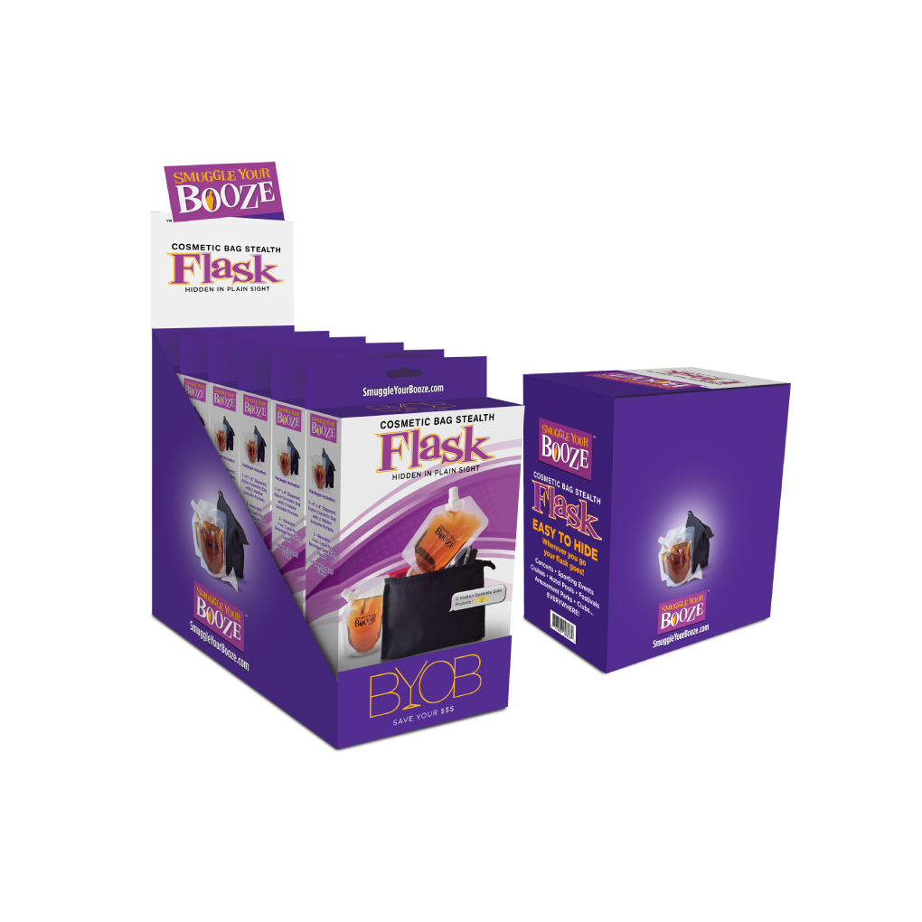 Smuggle Your Booze – Cosmetic Bag with Stealth 4 oz Flask + Display Box ...